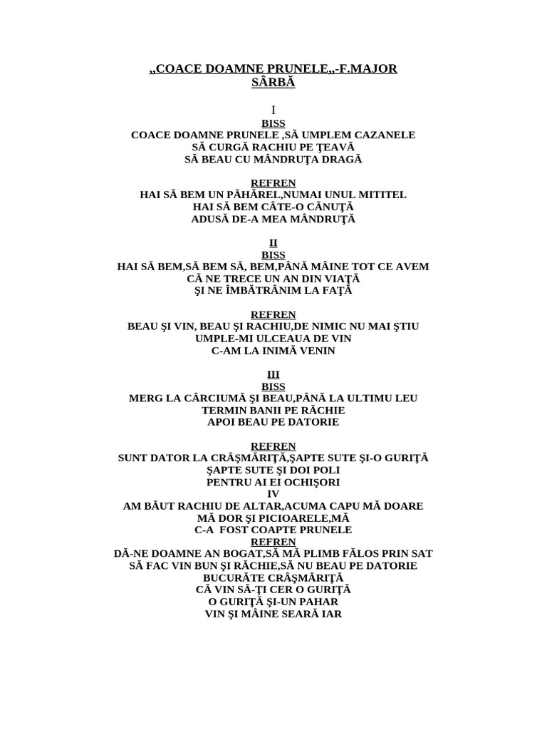 Coace Doamne Prunele | PDF