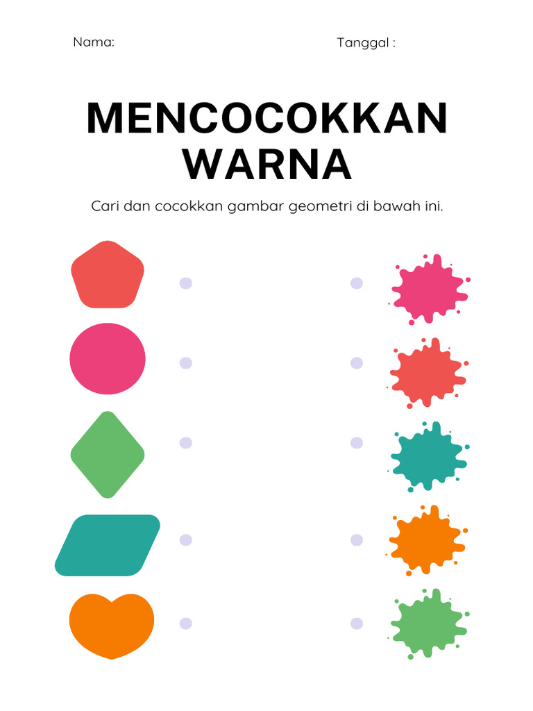 Mencocokkan Warna Lembar Kerja Abu-Abu Penuh Warna Ilustrasi | PDF