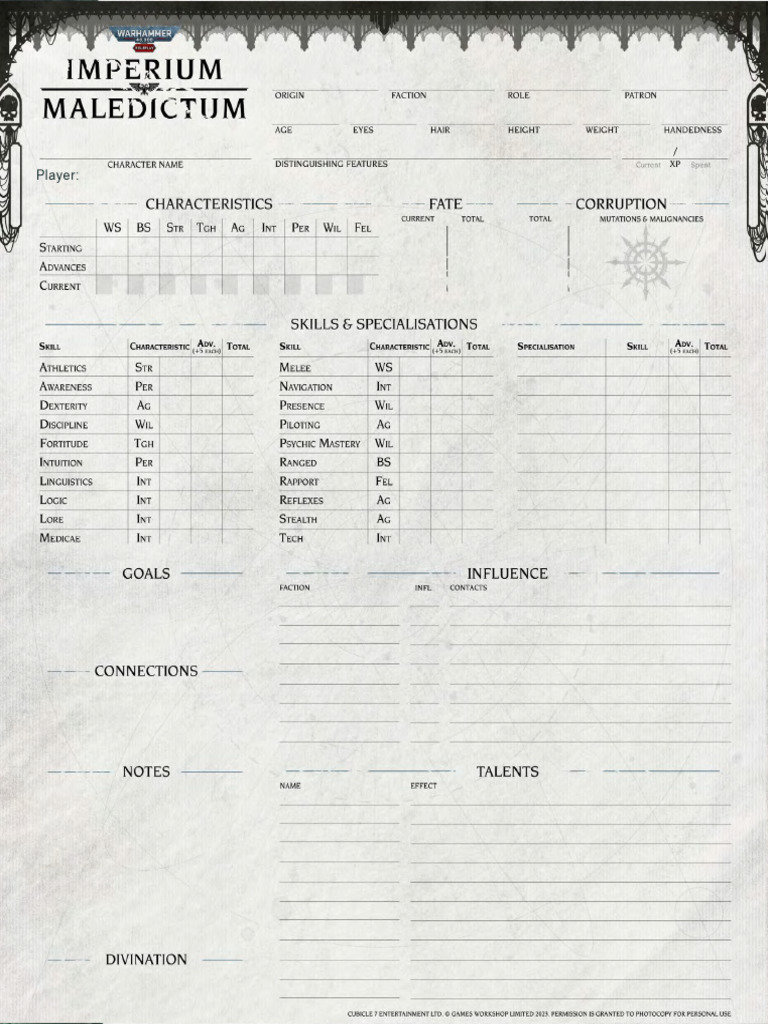 Marcus Character Sheet | PDF