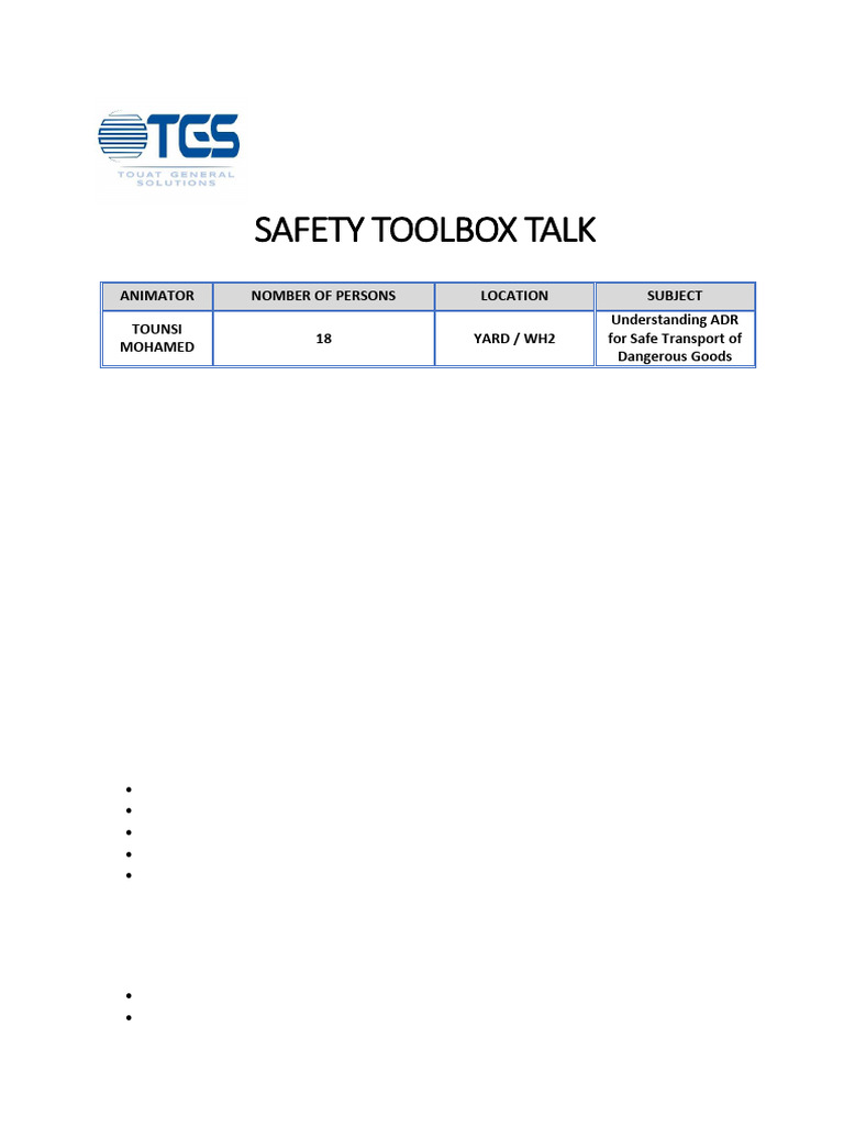 Understanding Adr For Safe Transport Of Dangerous Goods Pdf