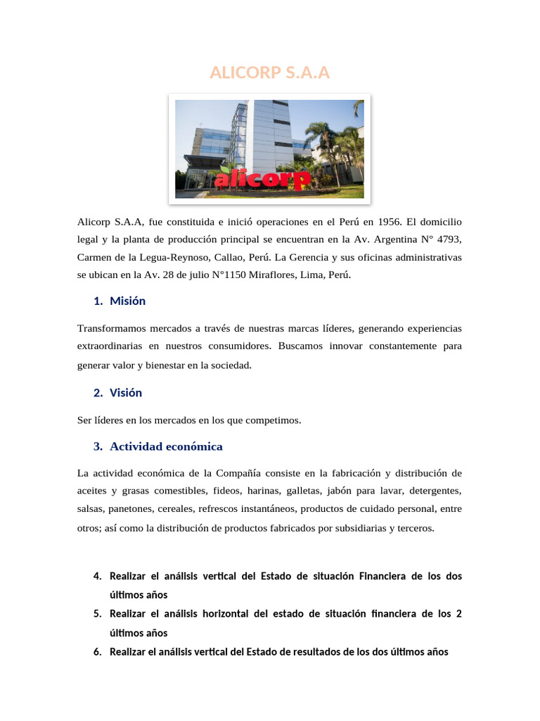 Trabajo Final-Alicorp S.A.A - Grupo N°3 | PDF