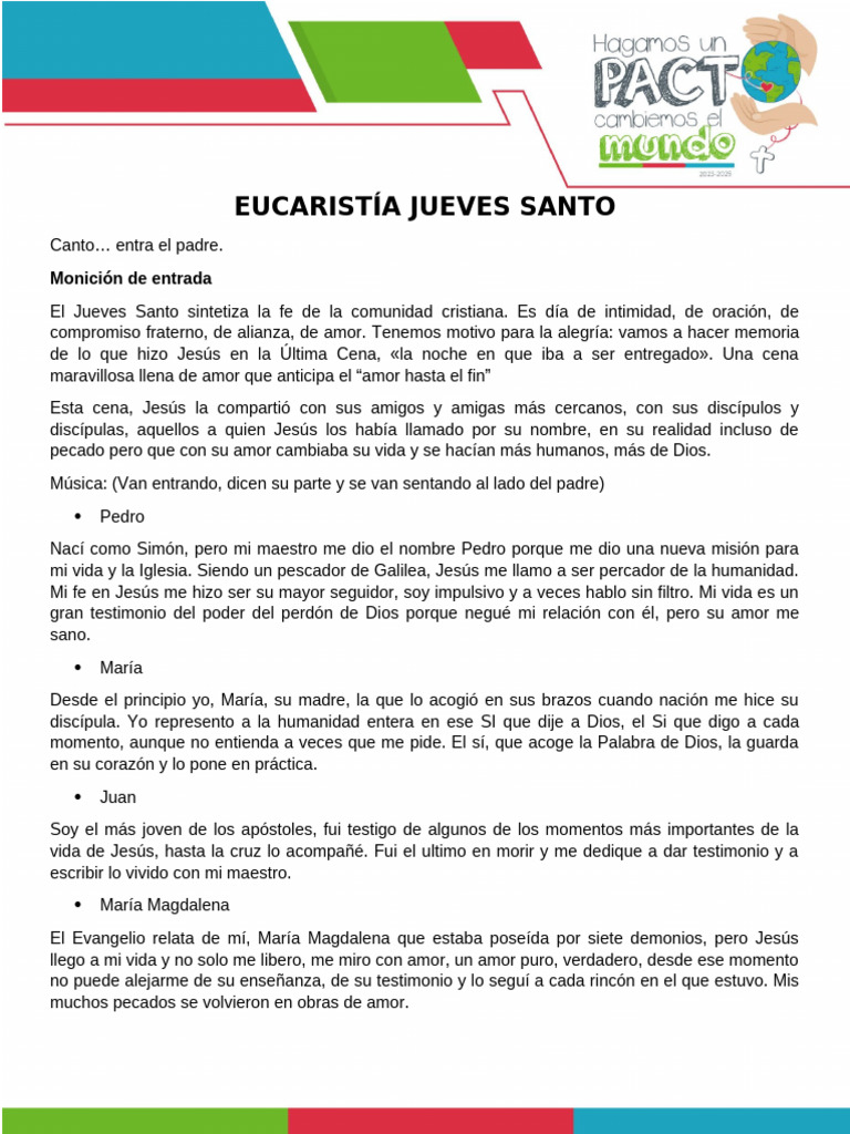 Eucaristía Jueves Santo | PDF