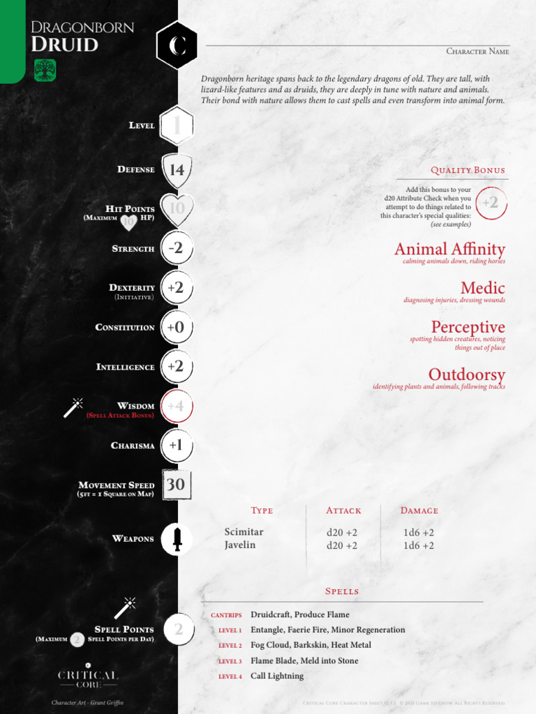 Character Sheet - Druid - BLANK | PDF