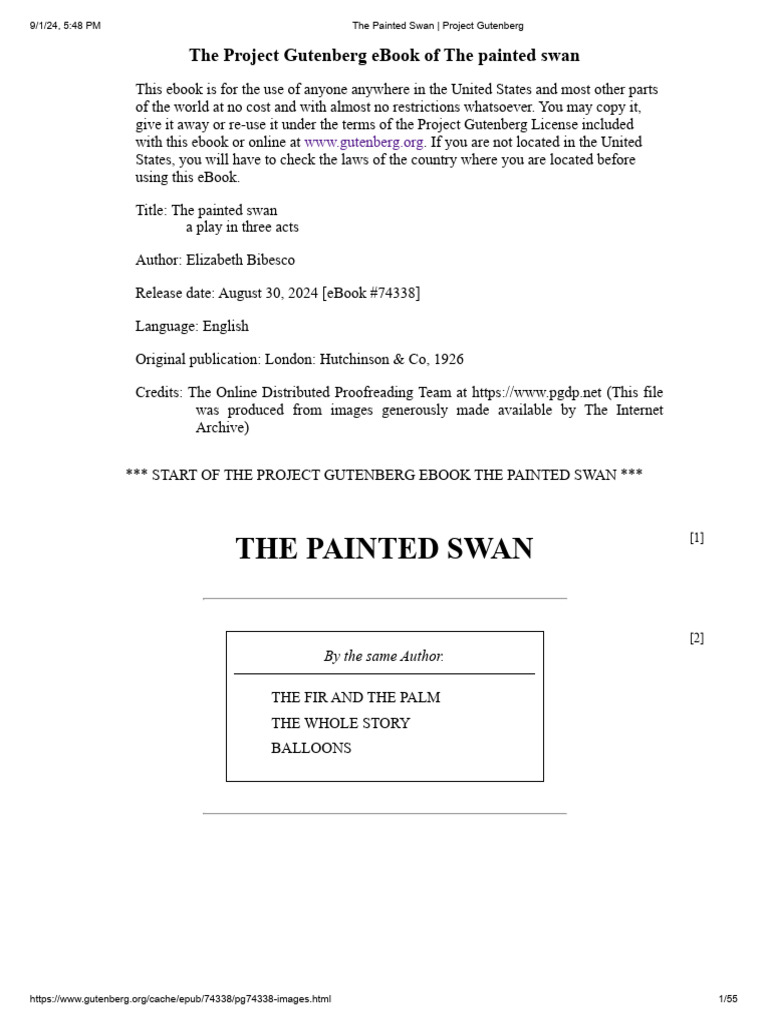 The Painted Swan - Project Gutenberg | PDF
