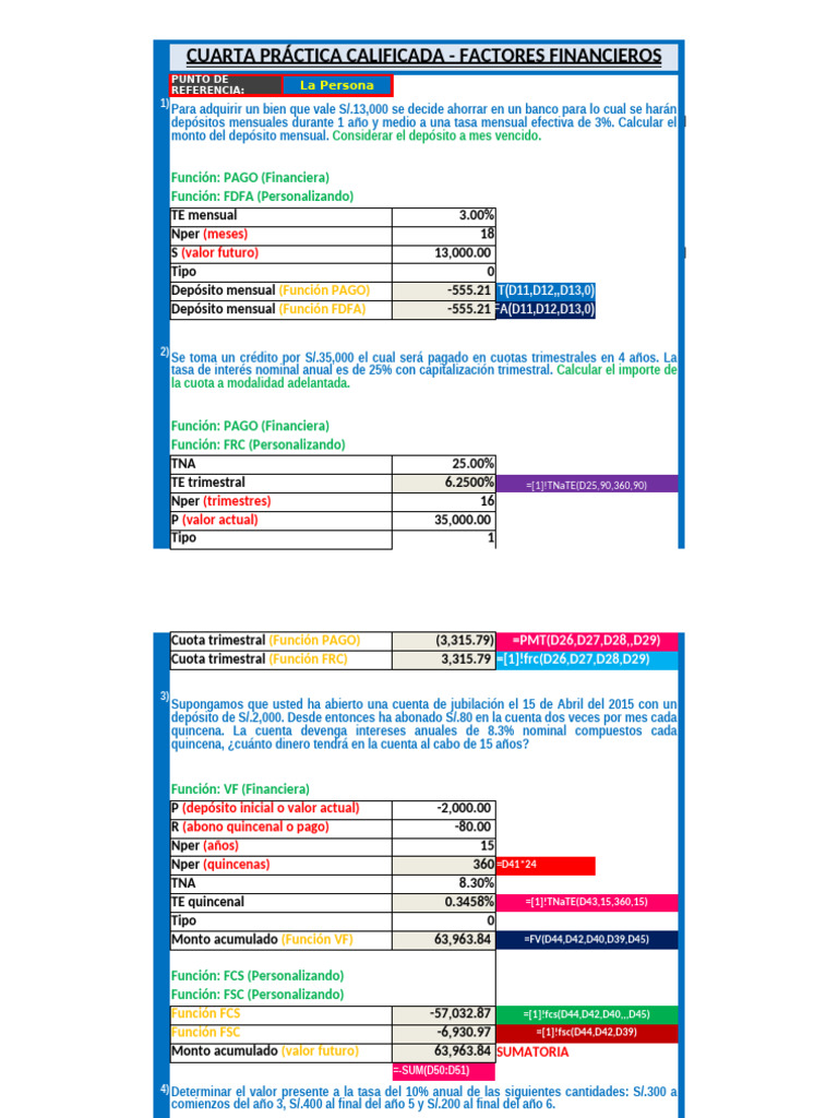 11 Clase 4 - Factores Financieros - Cuarta Practica | PDF | Finanzas personales | Negocios ...