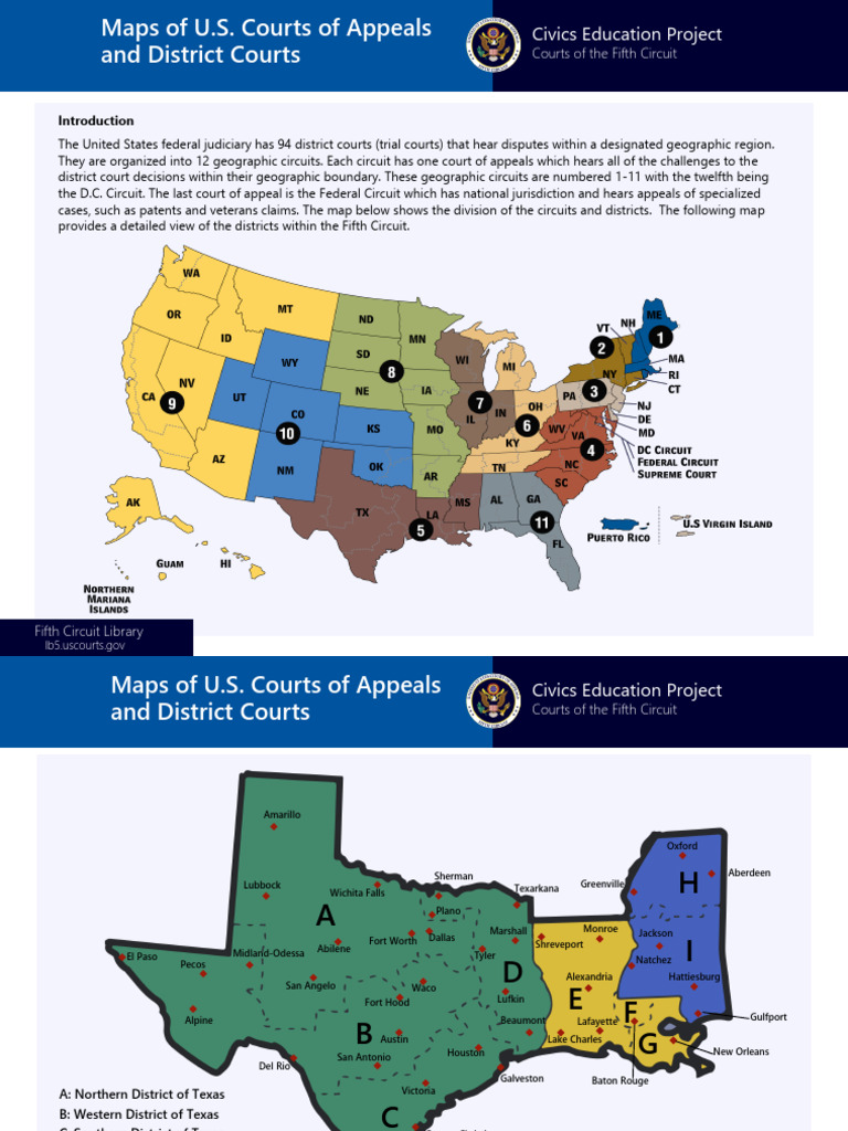Federal Judiciary - Maps of Federal Circuits and District Courts | PDF