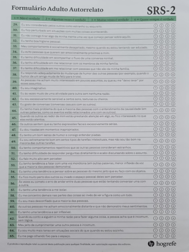 Srs 2 Adulto Autorrelato | PDF