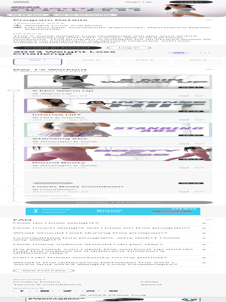 Chloe Ting 2023 Weight Loss Challenge 2 | PDF