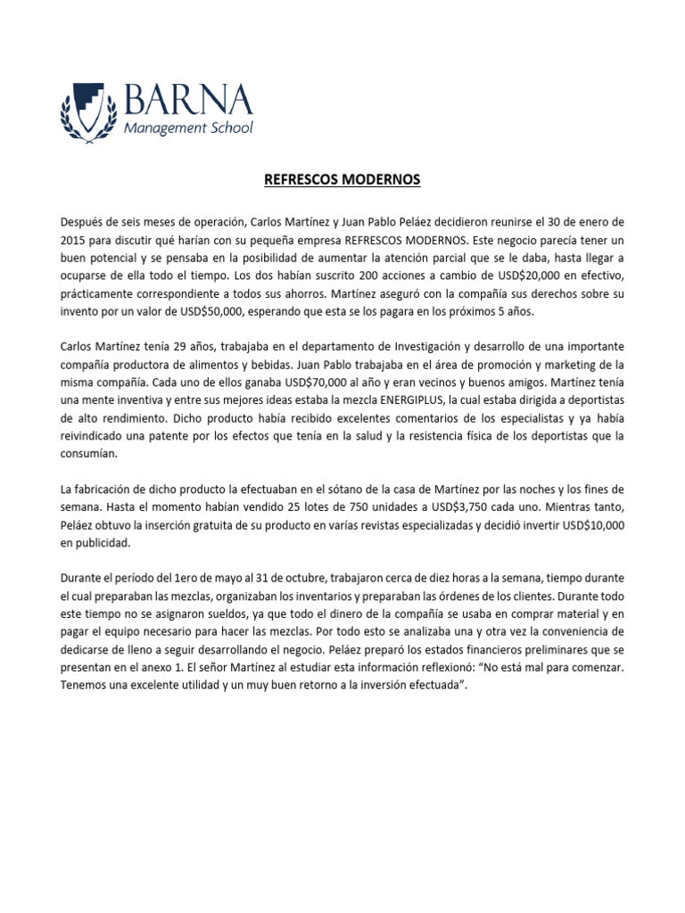 Caso Refrescos Modernos | PDF | Business | Economias