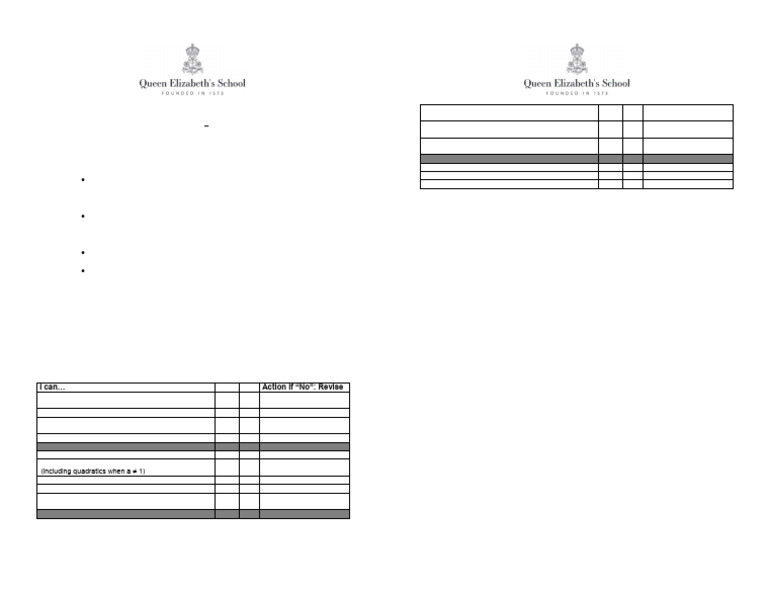 Maths Revision Sheet 4 | PDF