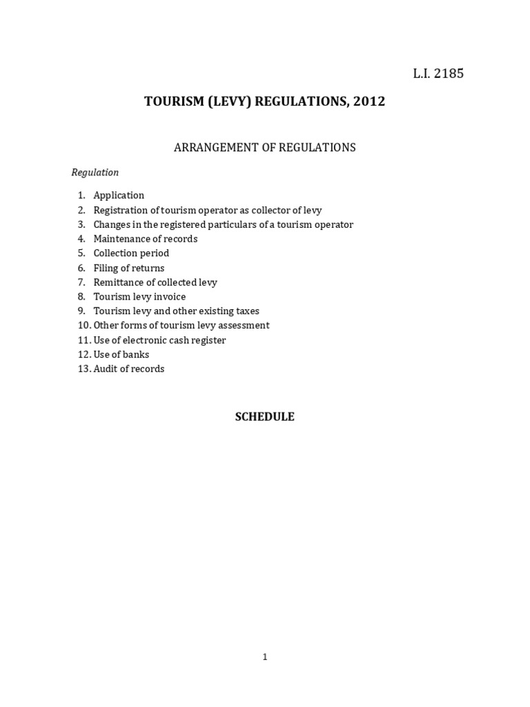 Tourism Levy Regulation | PDF