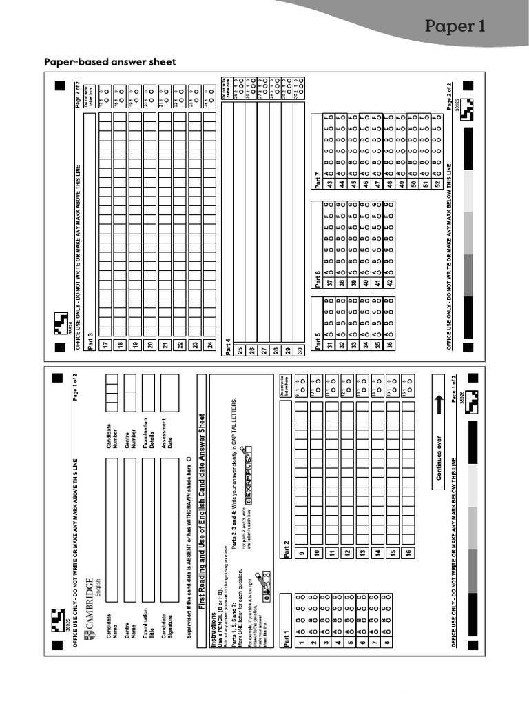 Answer Sheet 1 | PDF