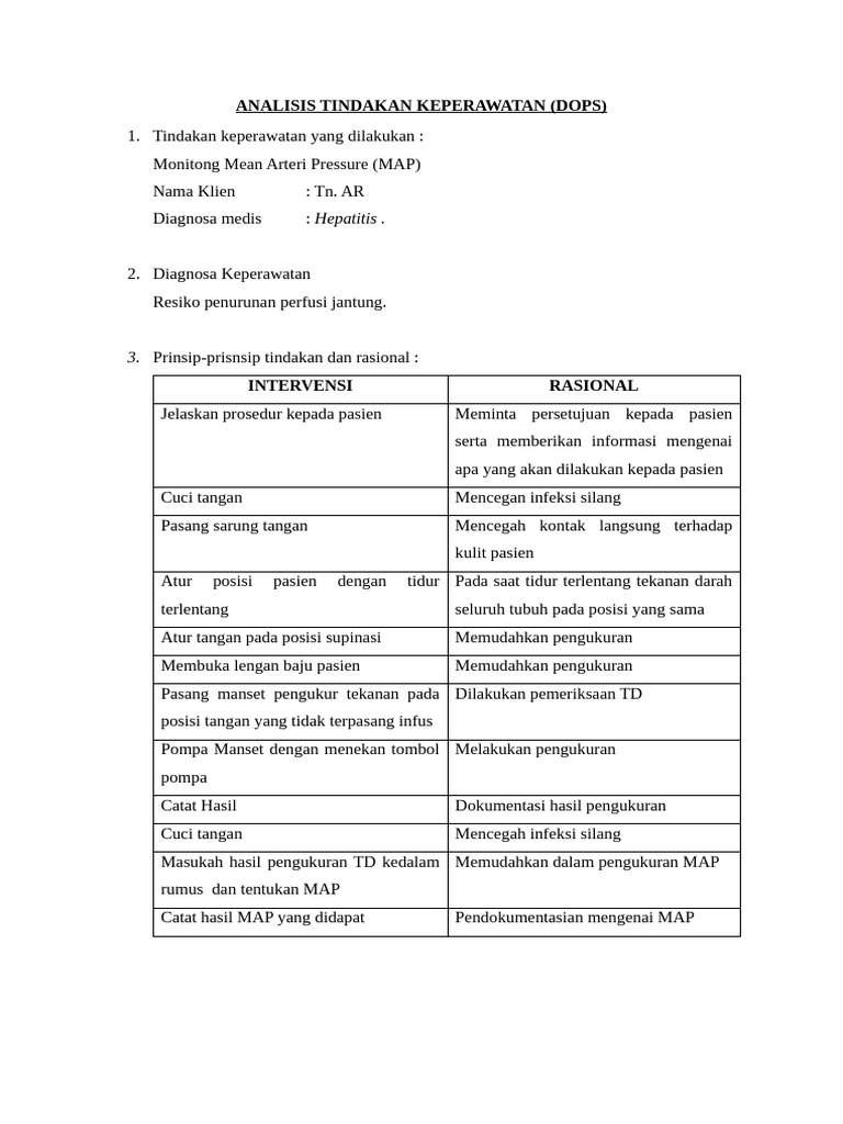 Analisis Tindakan Keperawatan (Dops) | PDF