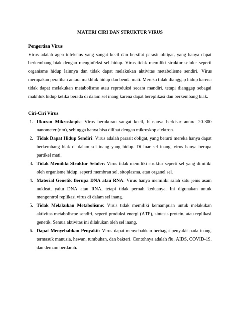 Ciri Dan Struktur Virus | PDF