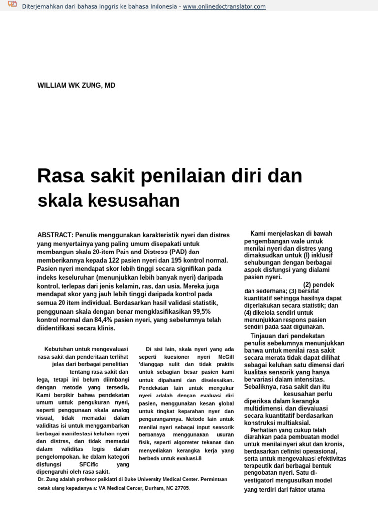Pain and Distress Scale Jurnal Pertama - En.id | PDF