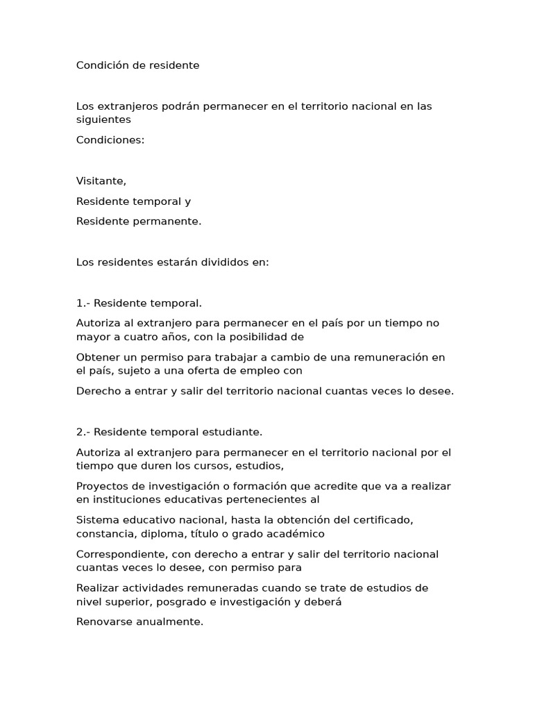 Perdida de La Condición de Estancia y Causas | PDF