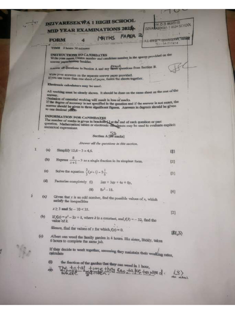 Mathematics Paper 2 | PDF