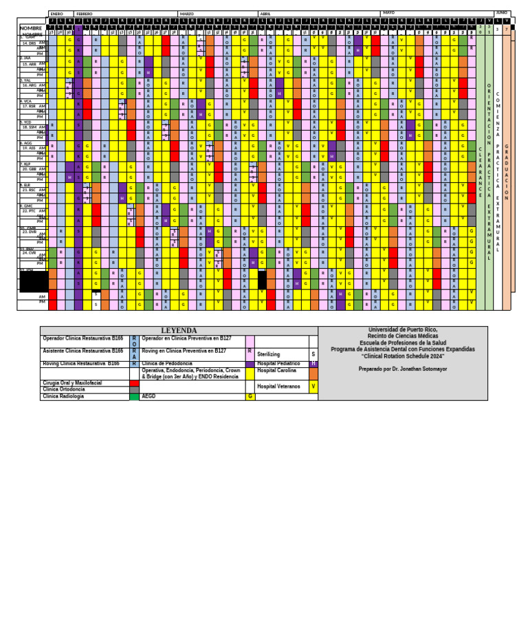 2024 Official Clinical Rotation Schedule - Editada | PDF