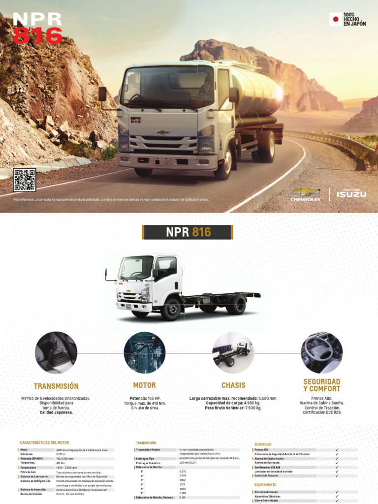 Ficha Tecnica NPR 816 Ferway | PDF