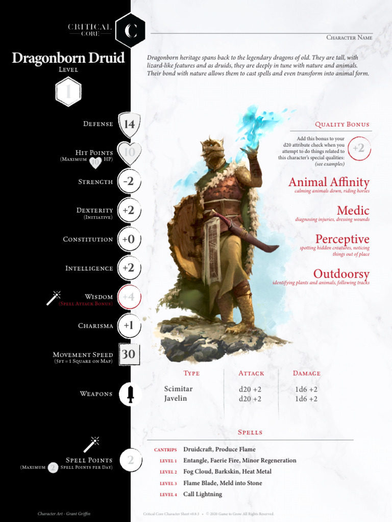 Character Sheet Druid v0.8.3 | PDF