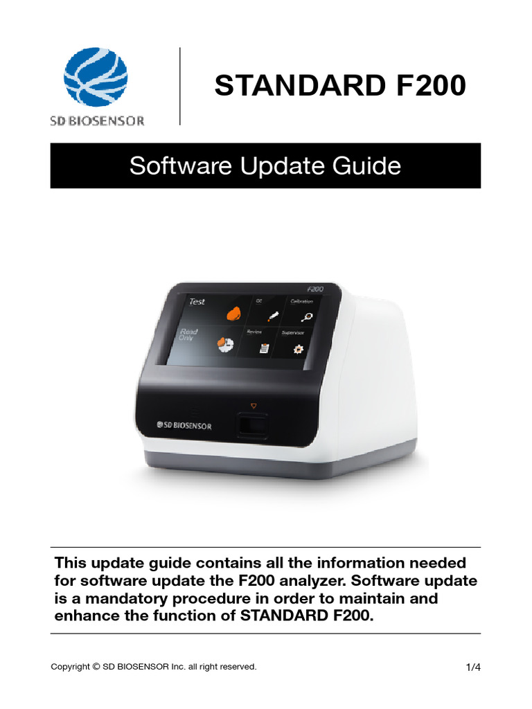 F200 Analyzer Software Update Guide | PDF