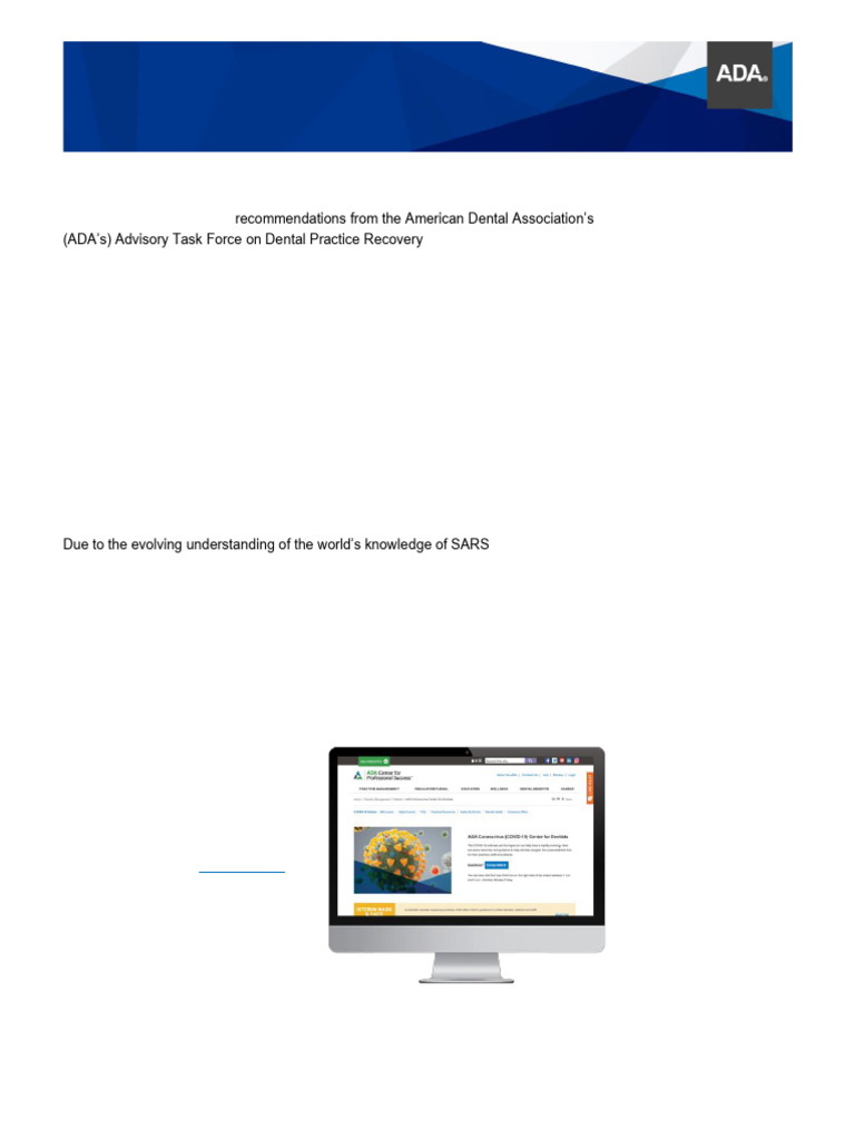 ADA Return To Work Toolkit | PDF | Dentist | Diseases And Disorders