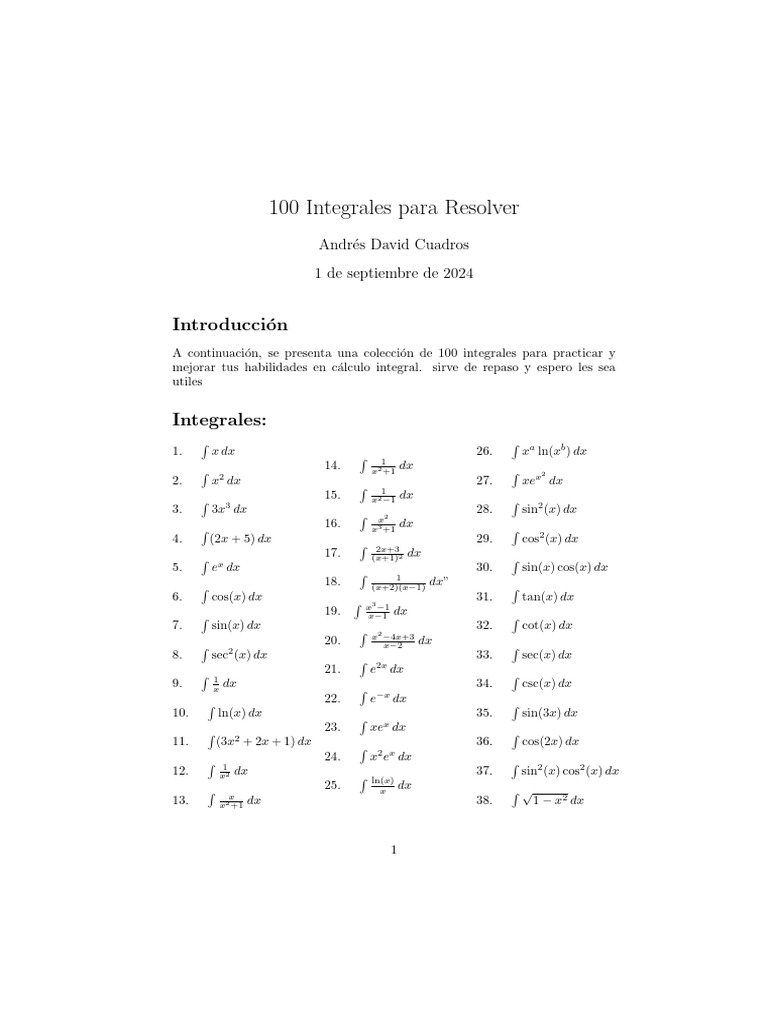 100 Integrales | PDF