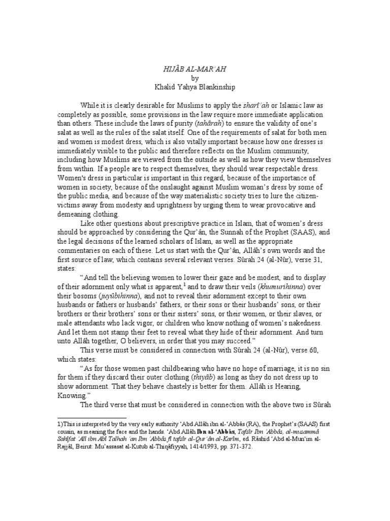 Women's Hijab in Islamic Law | PDF | Hijab | Hadith