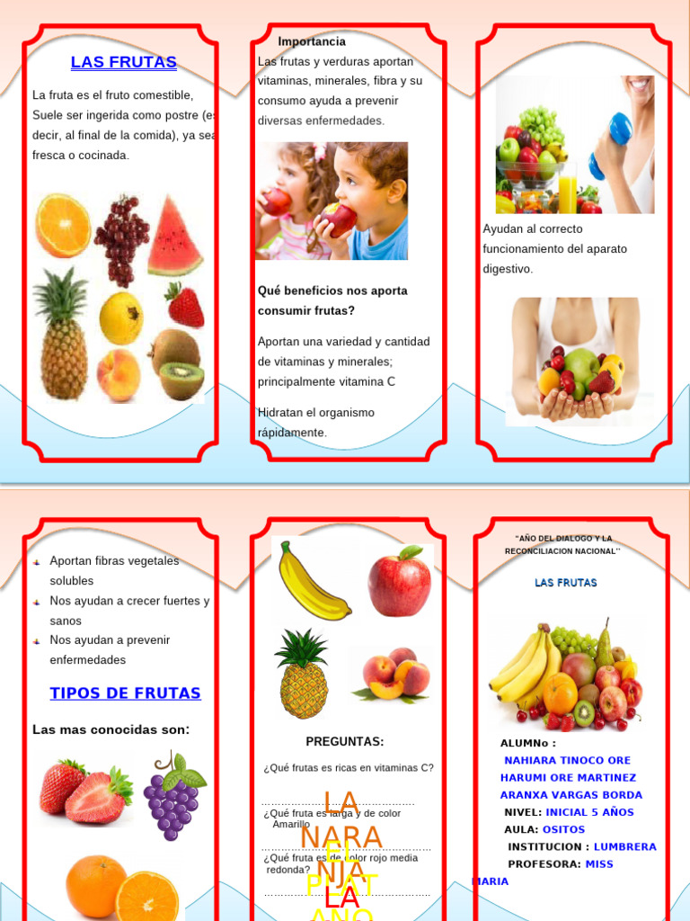 Triptico de Frutas y Verduras Miguelito (Pinwi) | PDF Triptico de Frutas y Verduras Miguelito (Pinwi) | PDF