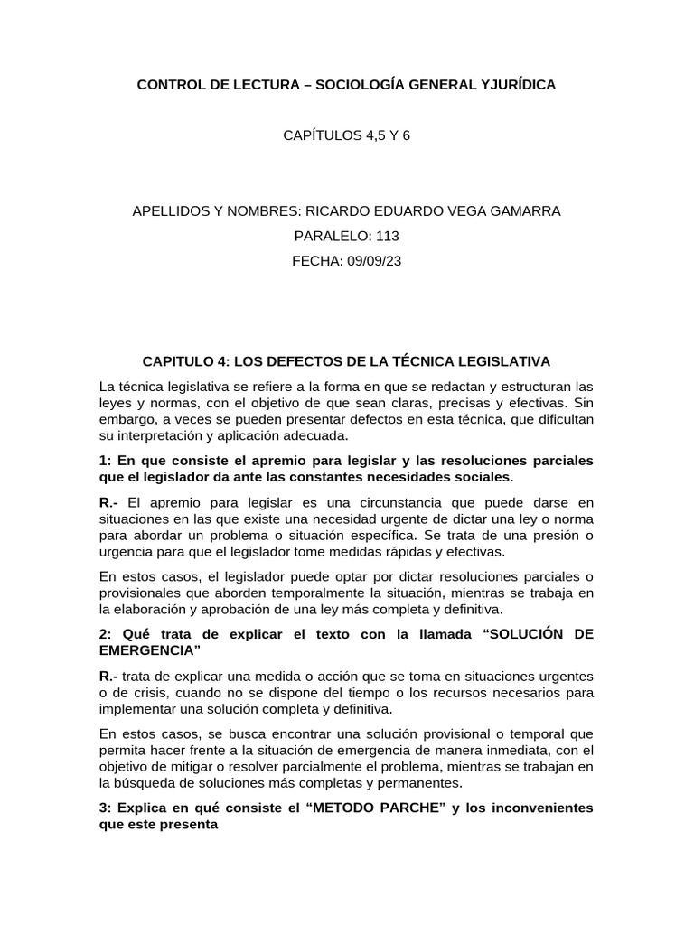 Control de Lectura | PDF