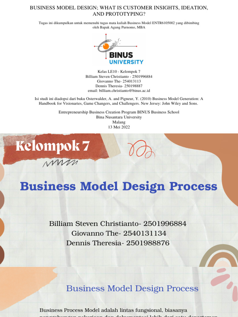 Business Model Design Process Presentation - Group 7 Compressed | PDF