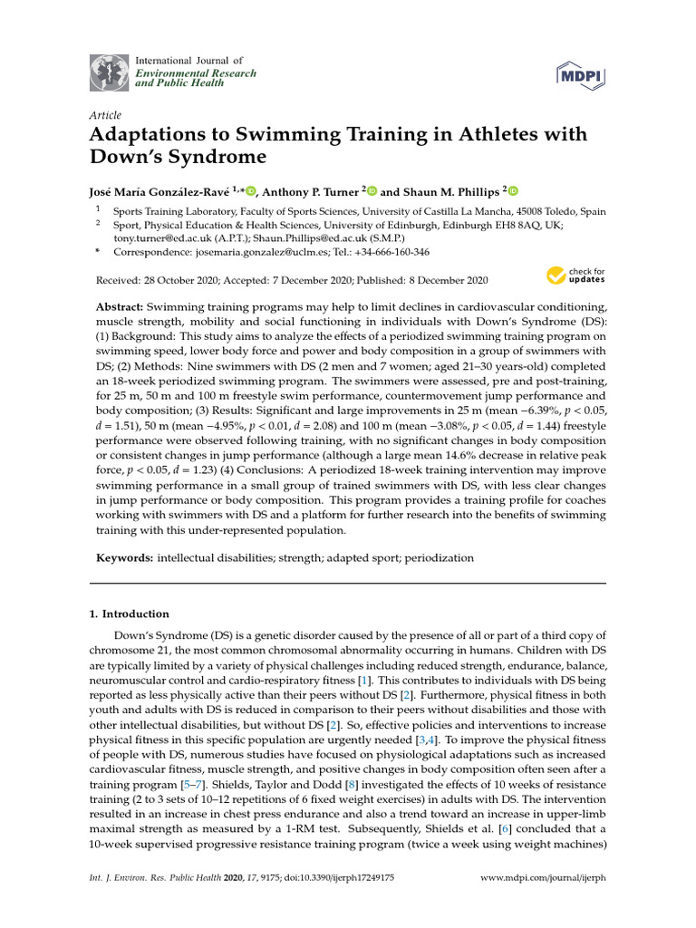 Adaptations To Swimming Training in Athletes With | PDF