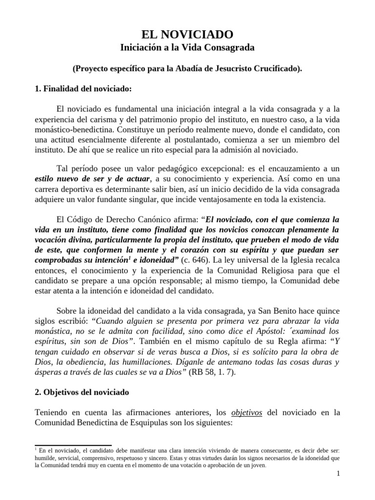 NOVICIADO. Proyecto de La Abadía de Esquipulas (Guatemala) | PDF