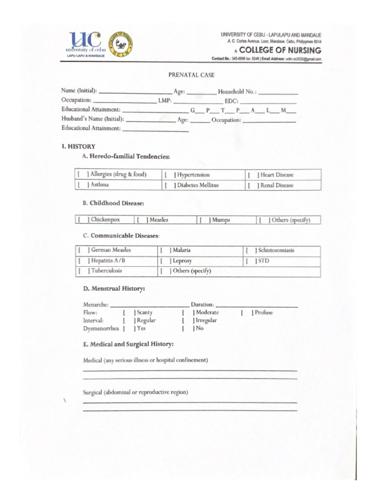 Assessment Form NCM 107 | PDF
