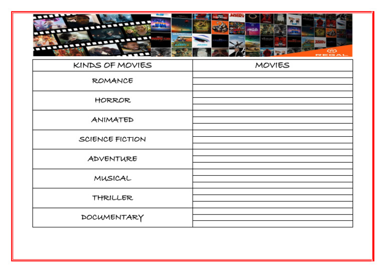 Kinds of Movies - Worksheet | PDF