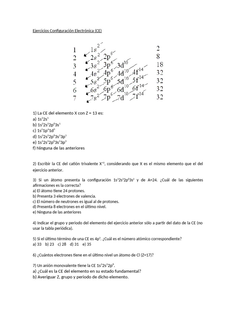 Ejercicios Configuración Electrónica Pdf