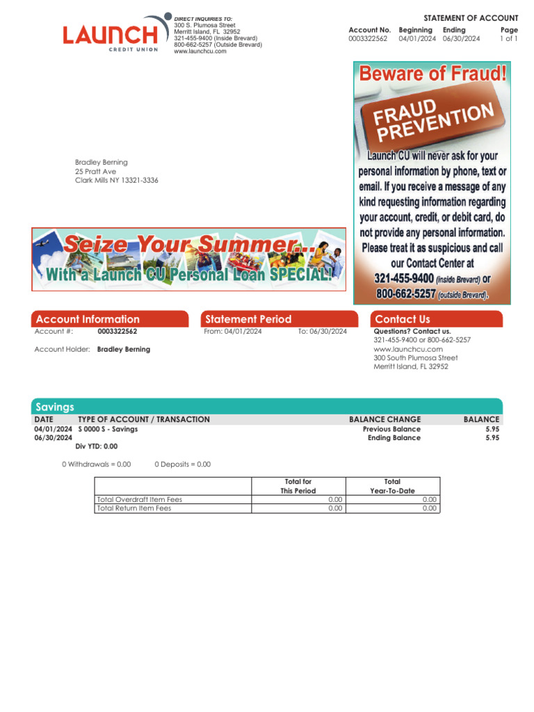 Launch Bank Statement | PDF