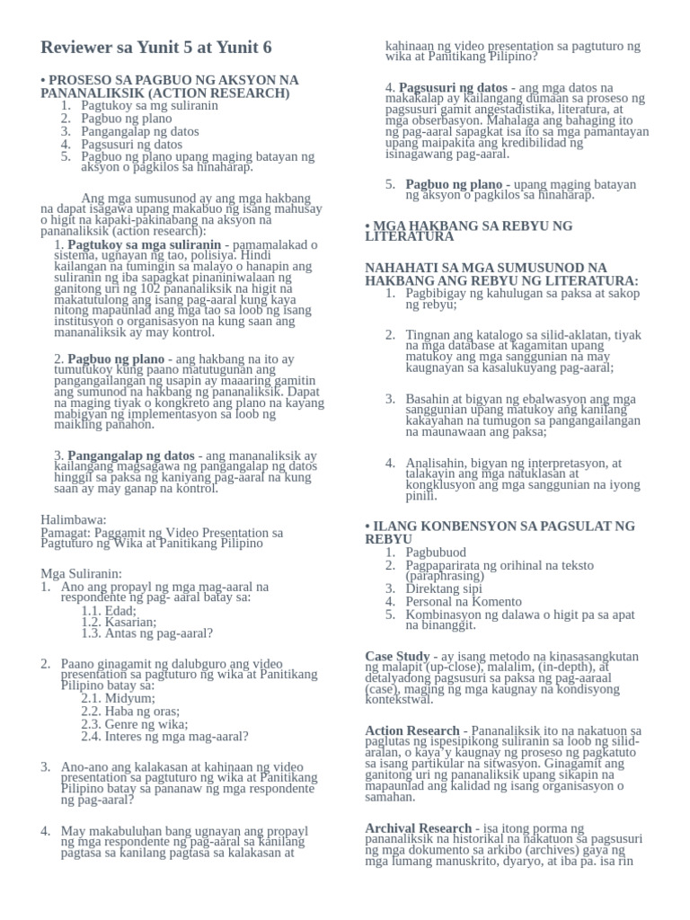 Reviewer Sa Yunit 5 at 6 | PDF