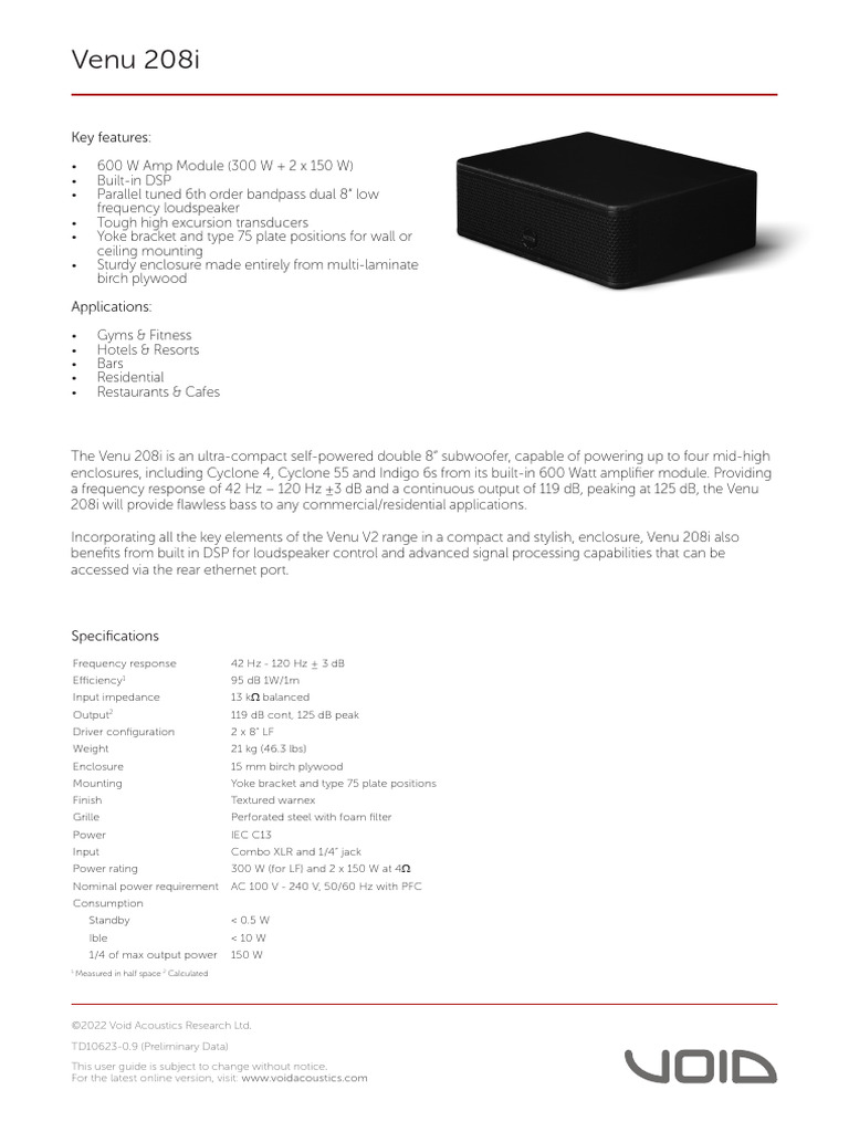 TD10623-1.0 - Venu 208i Spec Sheet | PDF