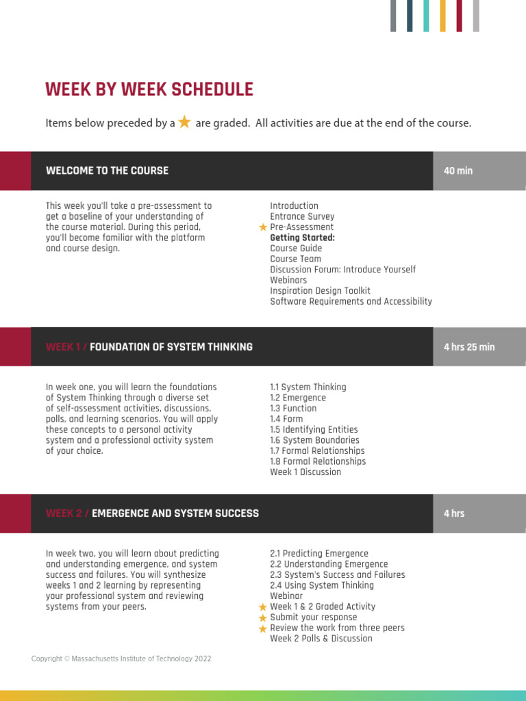 System Thinking Weekly Schedule | PDF