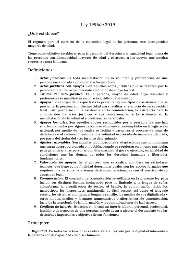 Resumen Ley 1996 de 2019 | PDF | Invalidez | Accesibilidad