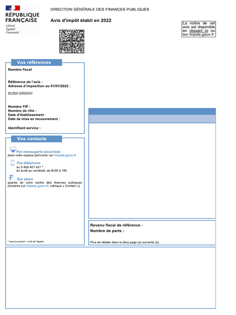 Avis D Impot 2022 Sur Les Revenus 2021 | PDF