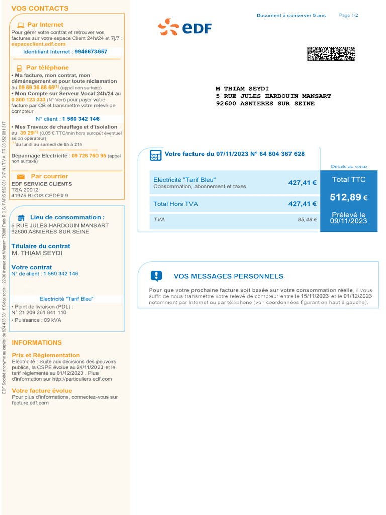 Facture Edf | PDF