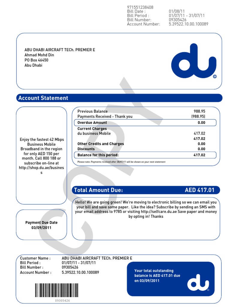 du_bill_09305426_Aug_2011 | Fee | Cheque