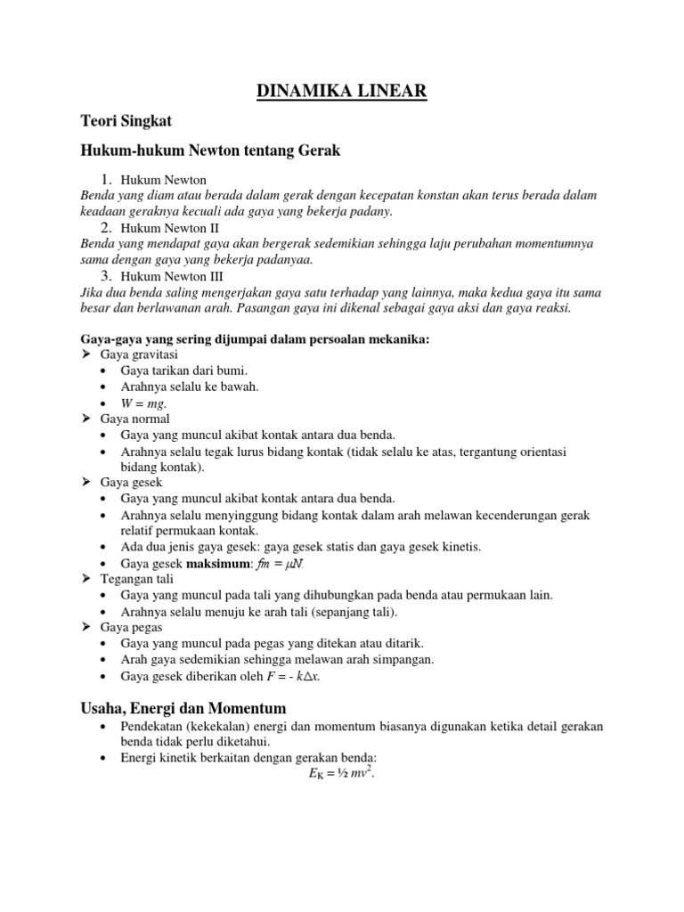 Dinamika Linear Dan Rotasi | PDF