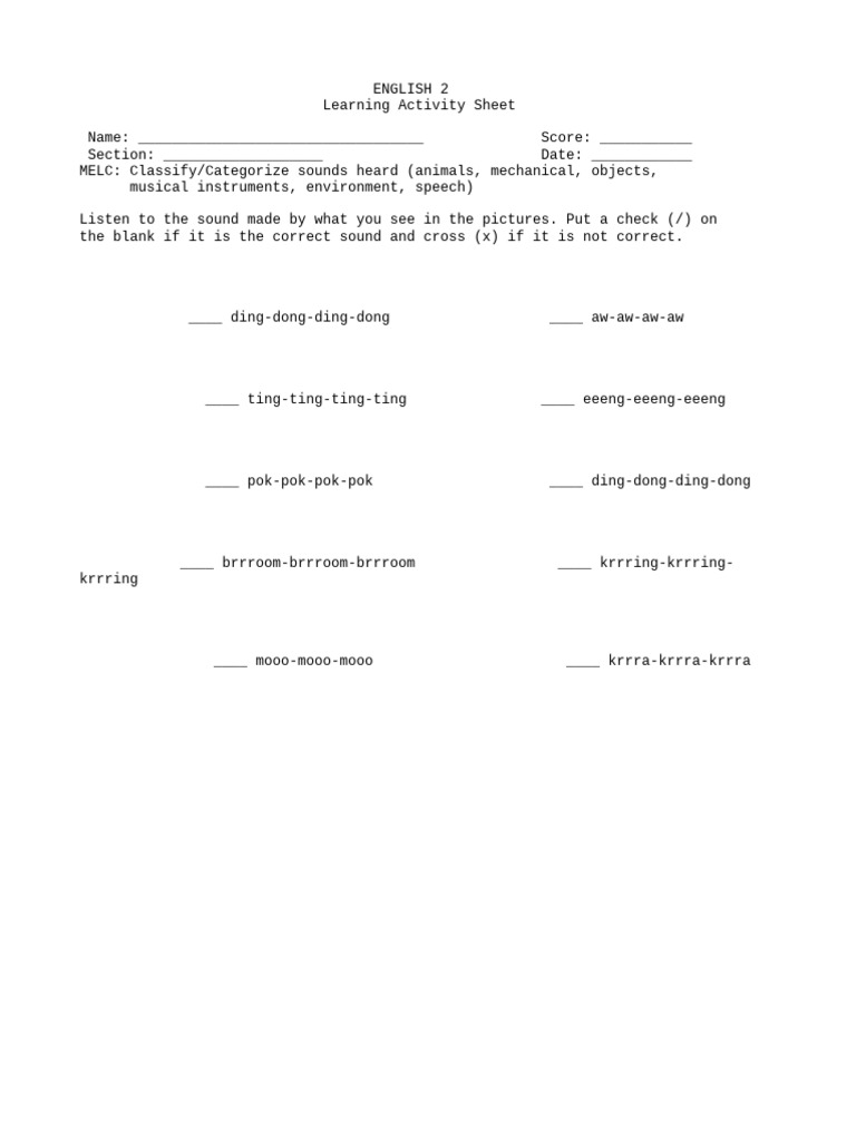 Grade 2 ENGLISH Activity Sheets Q1 | PDF Grade 2 ENGLISH Activity Sheets Q1 | PDF