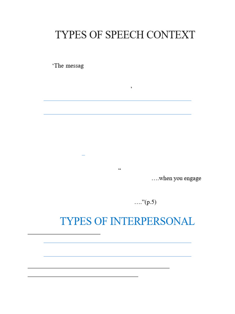 Types of Speech Context | PDF
