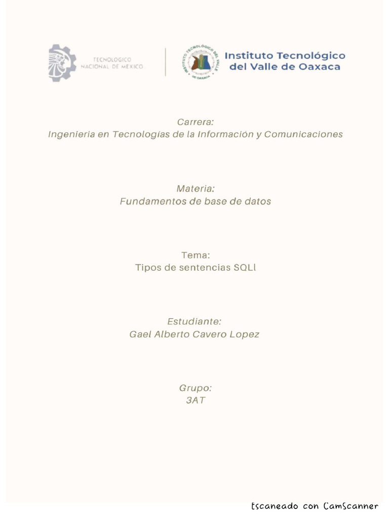 Tipos de Sentencias SQL | PDF Tipos de Sentencias SQL | PDF
