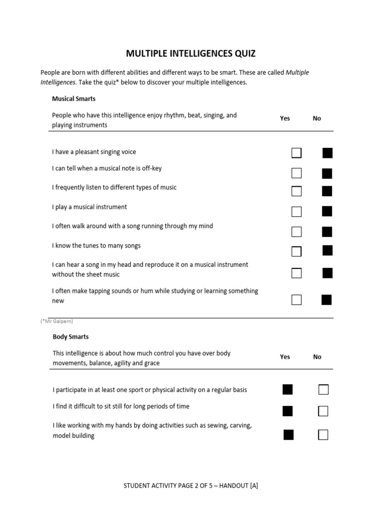 2b-Multiple - Intelligences (Student's Copy) | PDF | Intelligence | Thought
