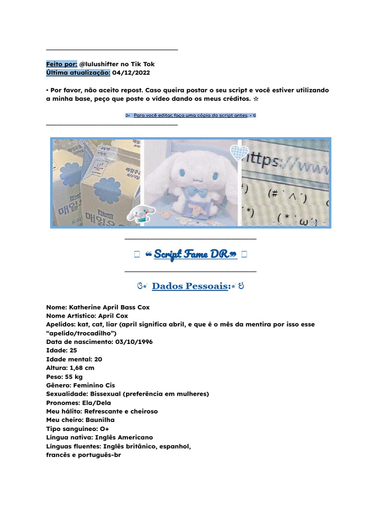 ? Script: Fame DR - Singer ! | PDF